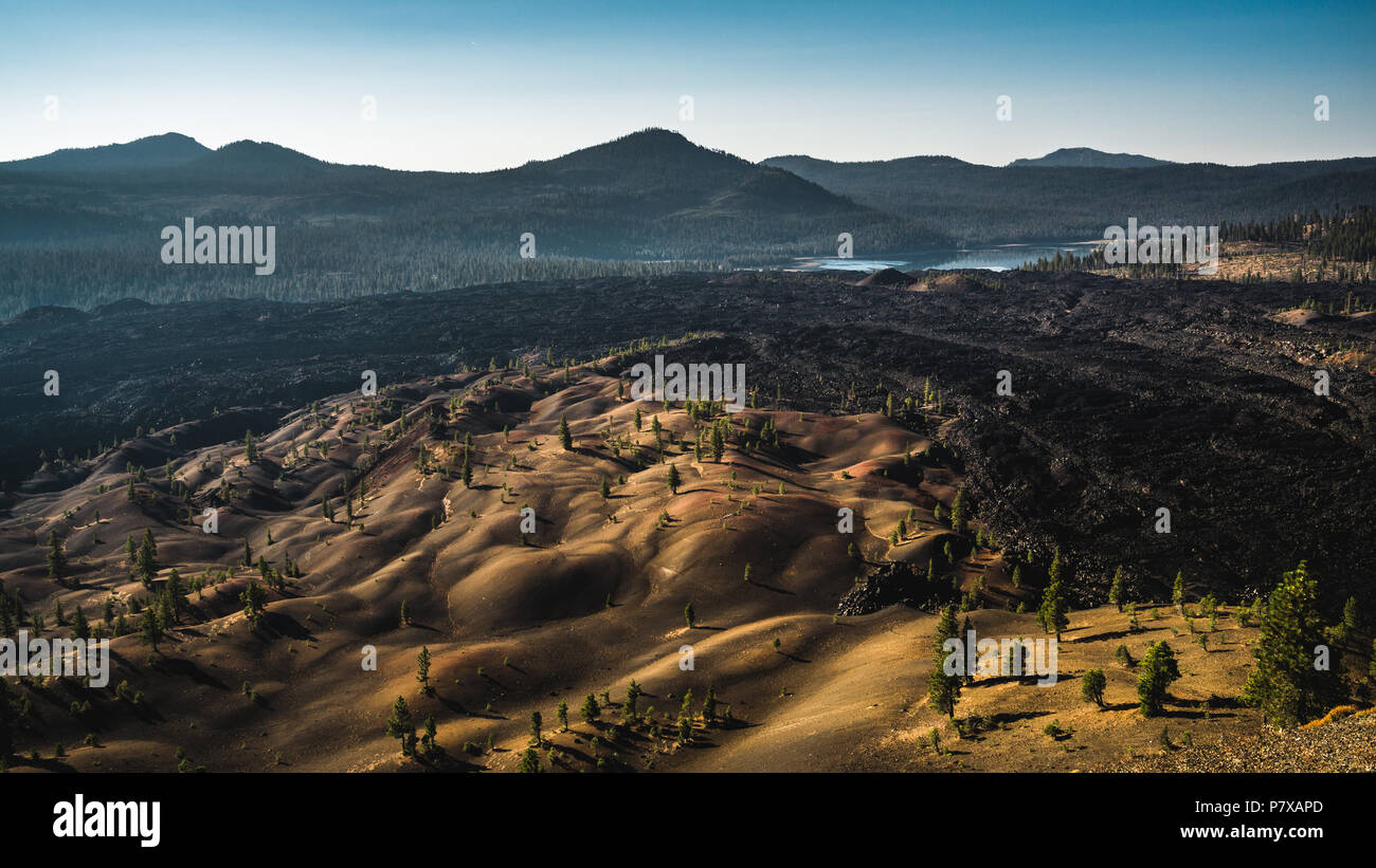 Snag Lake and the Painted Dunes as seen from the top of Cinder Cone ...