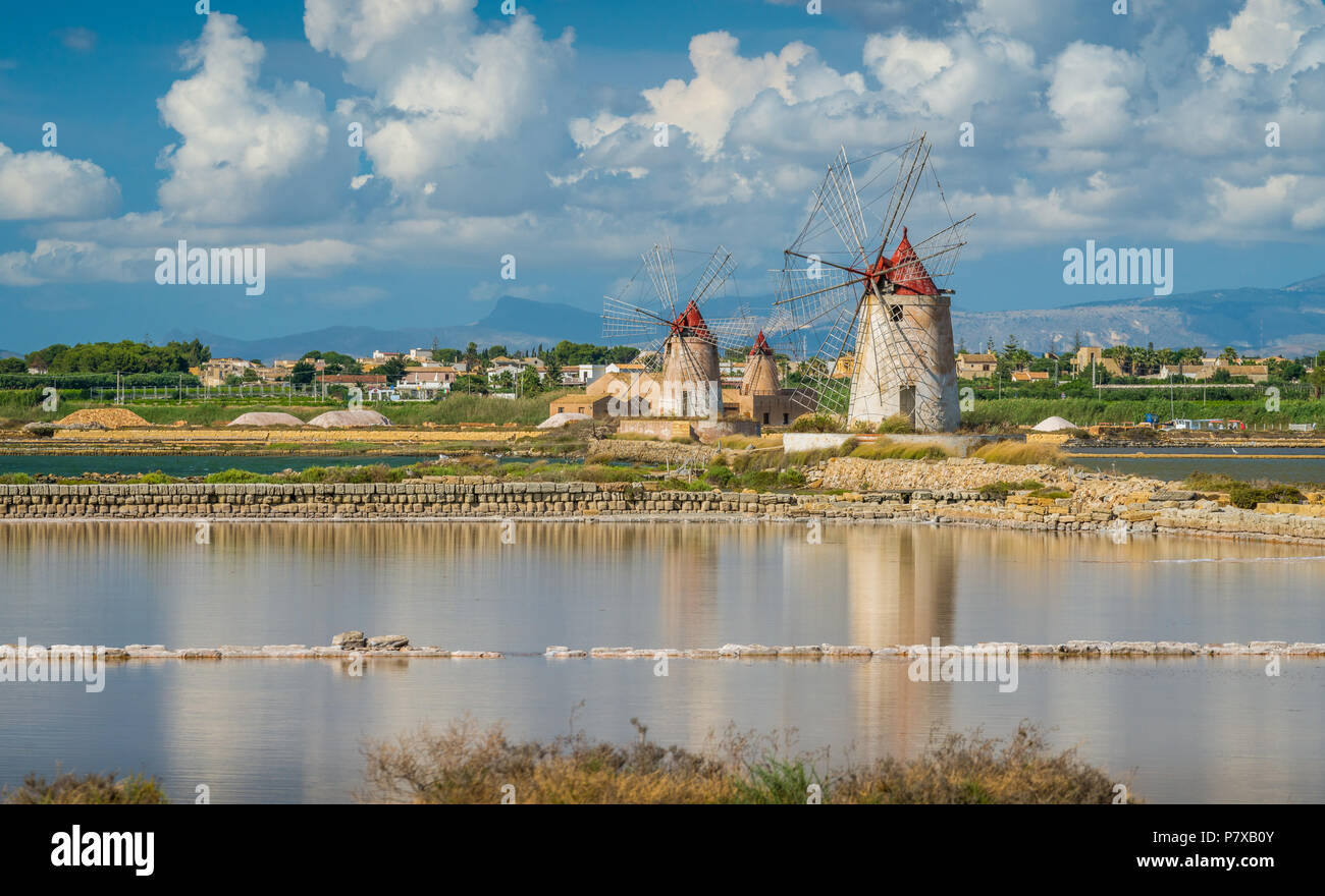Natural reserve of the "Saline dello Stagnone" near Marsala and Trapani ...