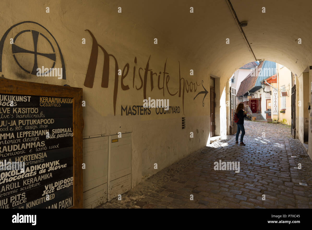 Master's courtyard sign on the wall in Tallinn old town, Estonia Stock ...