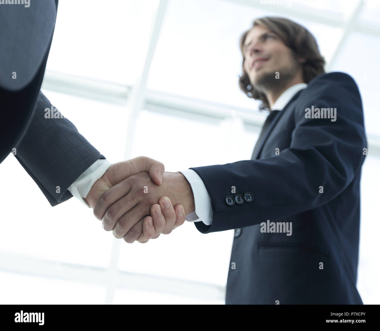 Businessmen making handshake - business etiquette, congratulatio Stock ...