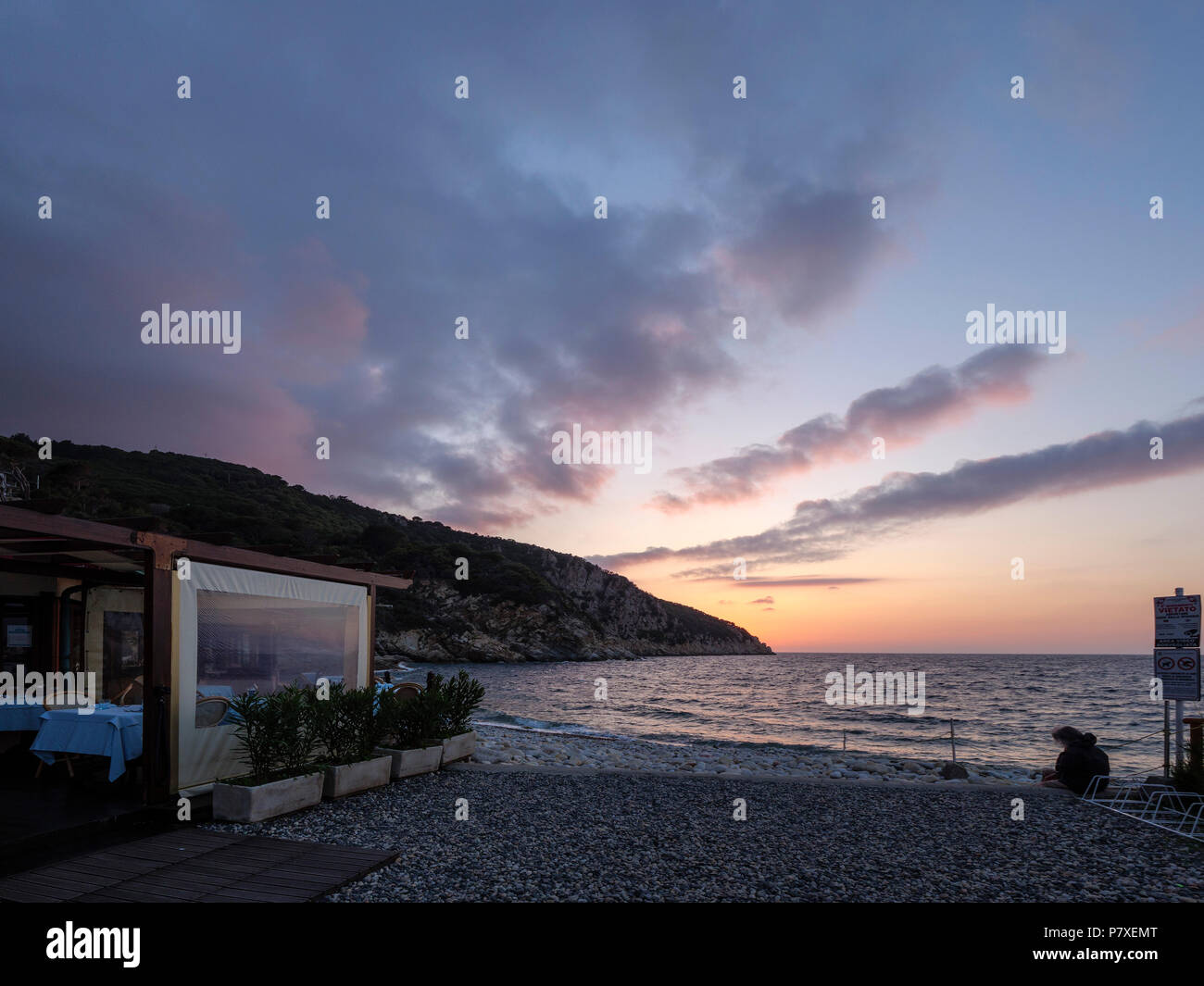 Saracen tower and beach La Fenicia, Marciana Marina, Elba, Region ...