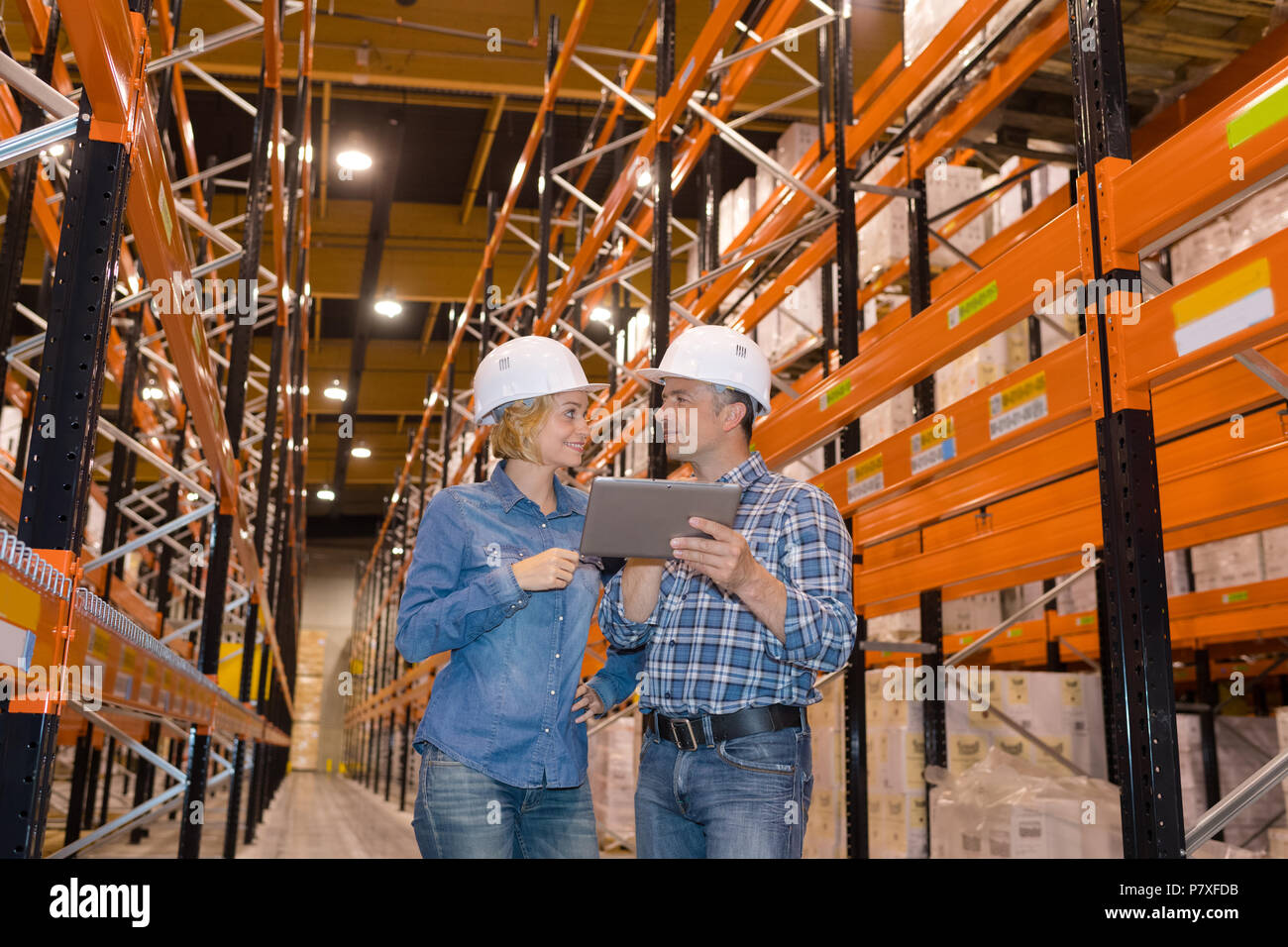 two workers at warehouse Stock Photo - Alamy