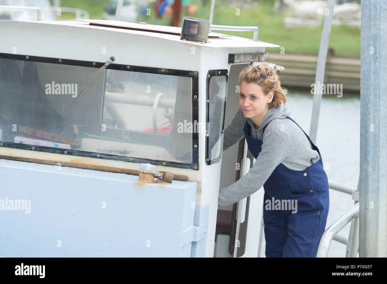 woman worker on a boat Stock Photo - Alamy