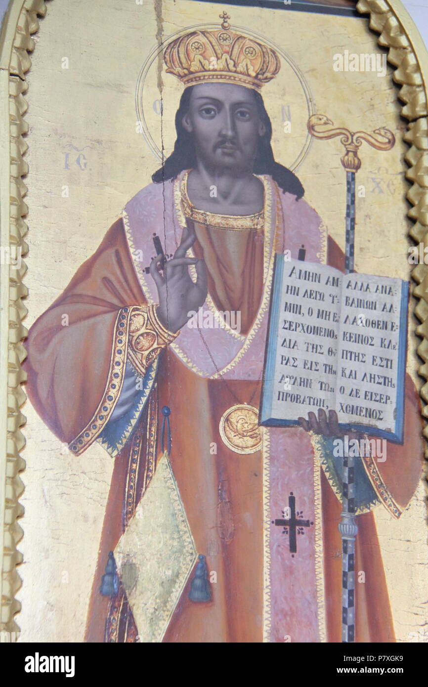 Religious paintings adorning the interior of the old Agios Andreas ...