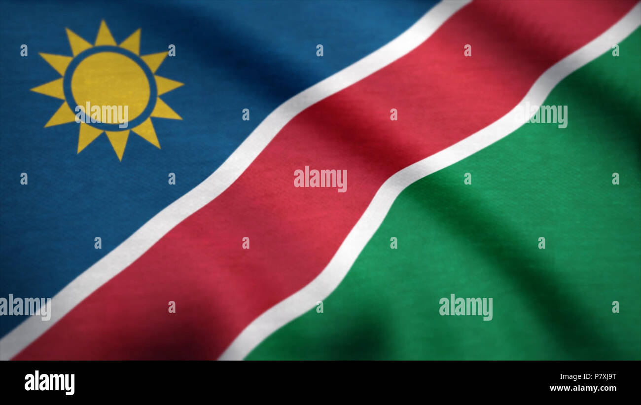 Flag of Namibia with fabric texture, seamless loop. Namibia flag waving ...