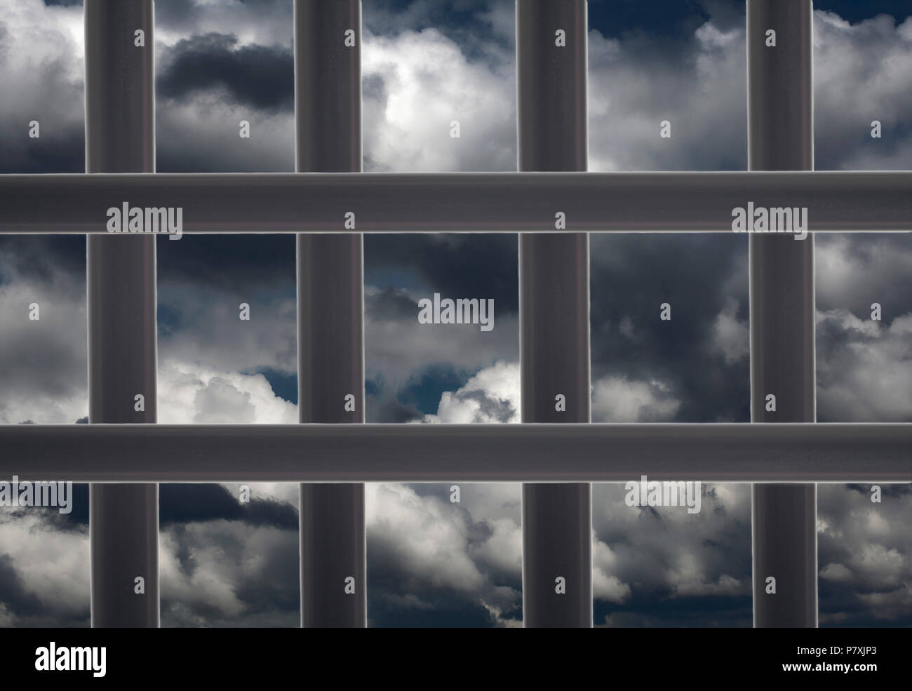 Prison window cell and dramatic cloudy sky Stock Photo - Alamy