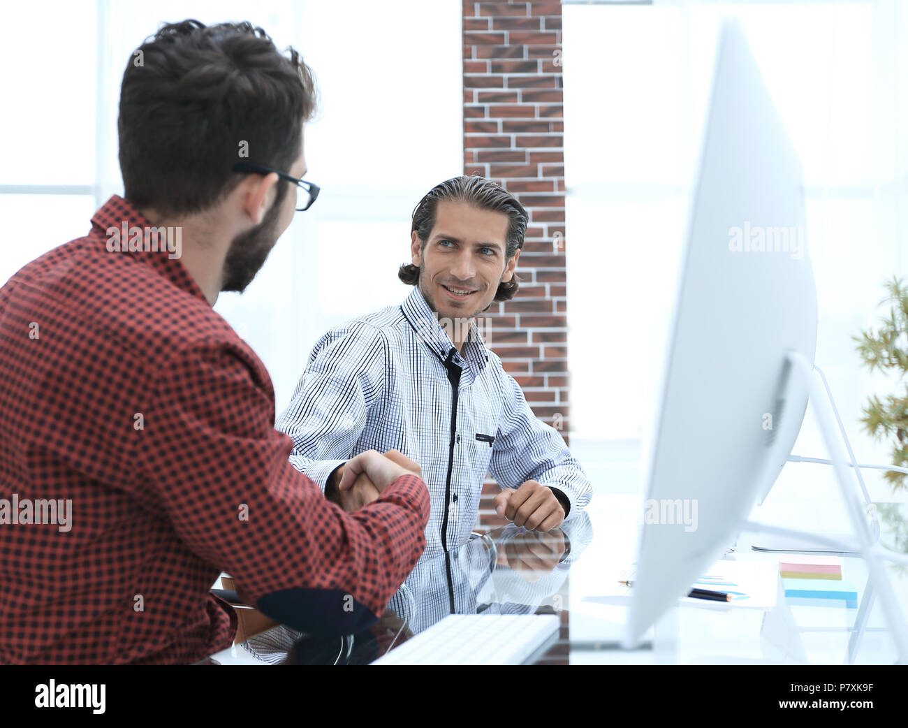Smiling greeting communication sitting leadership hi-res stock ...