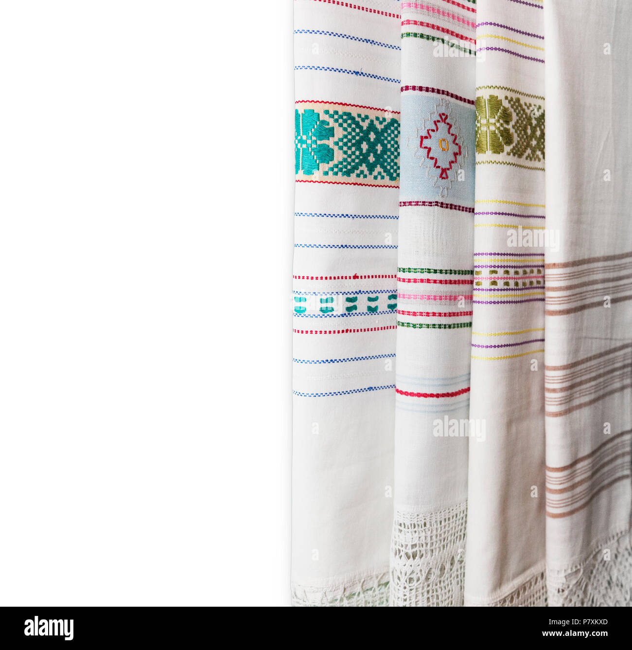 Balkans folk embroidery fabric detail, handmade clse up Stock Photo - Alamy