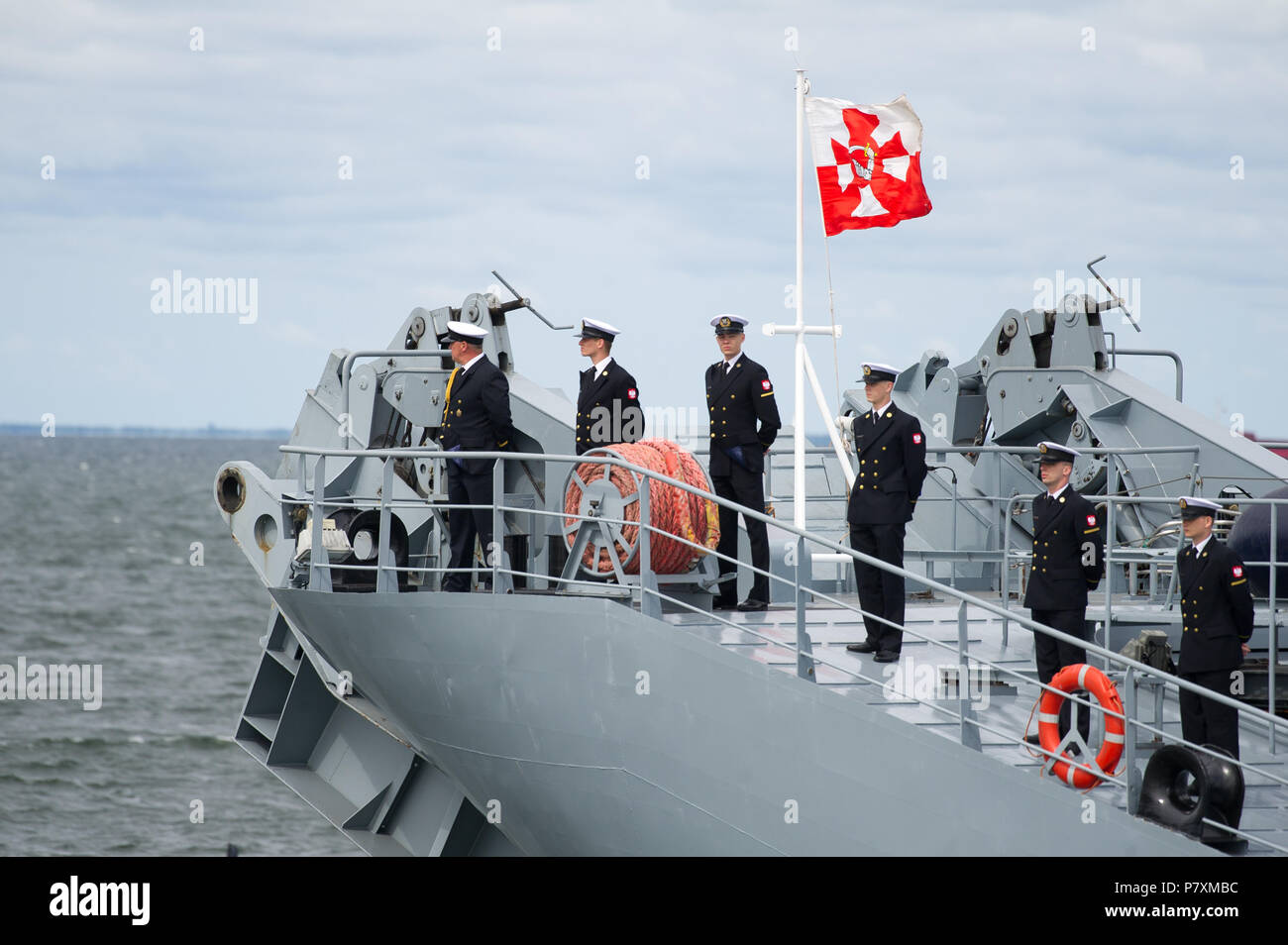Polish Lublin-class minelayer-landing ship ORP Gniezno 822 during Naval ...