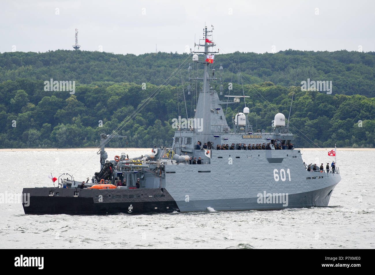 Polish Kormoran 2-class minehunter ORP Kormoran 601 during Naval Parade ...