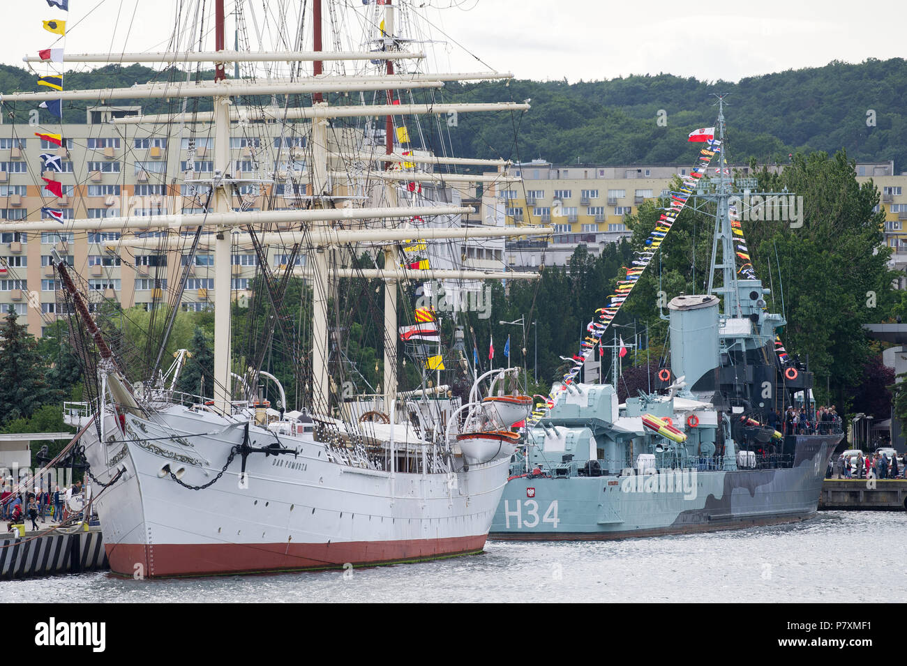 Museum ship Dar Pomorza and museum ship ORP Blyskawica is a Grom class ...