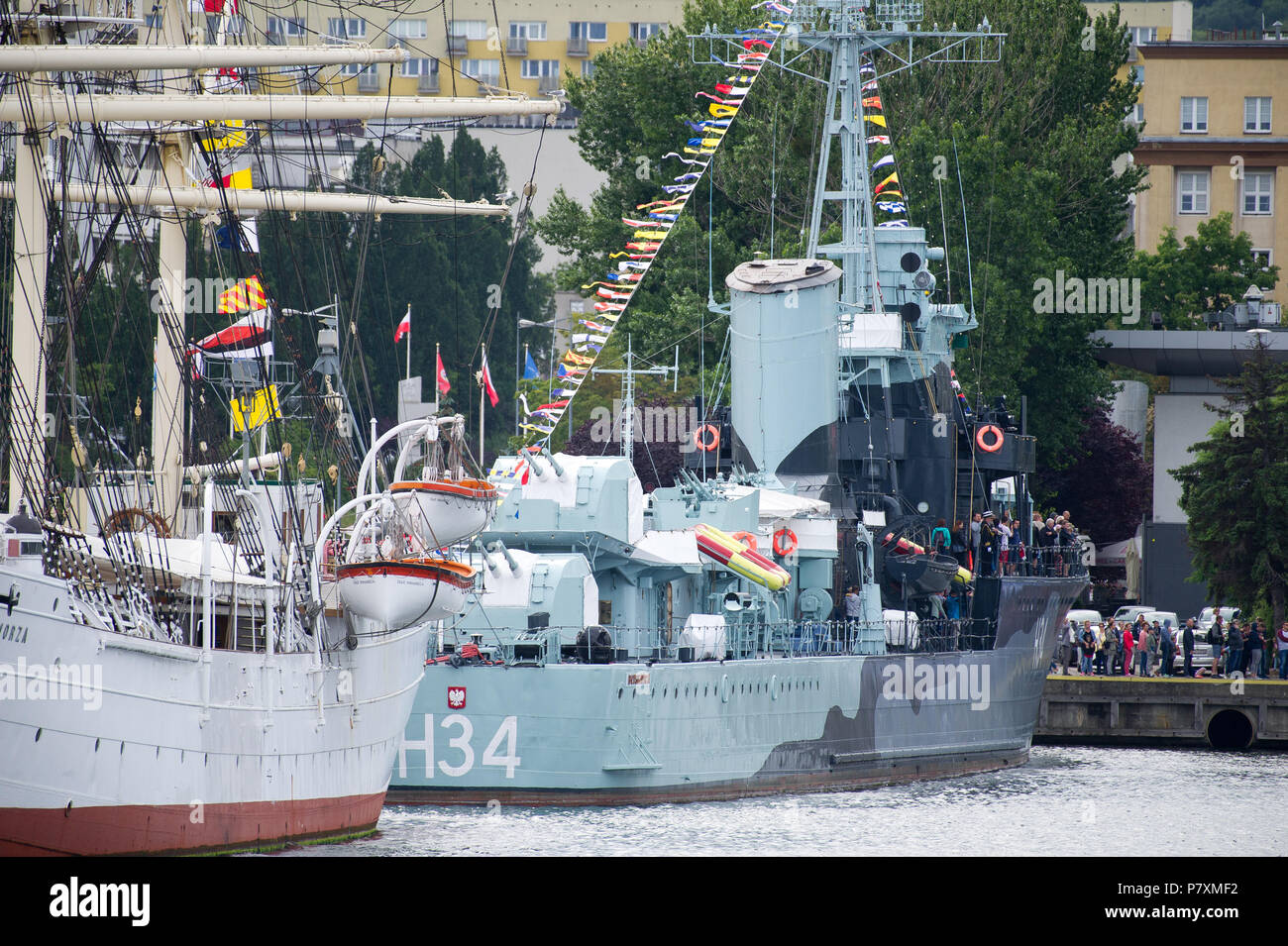 Museum ship Dar Pomorza and museum ship ORP Blyskawica is a Grom class ...