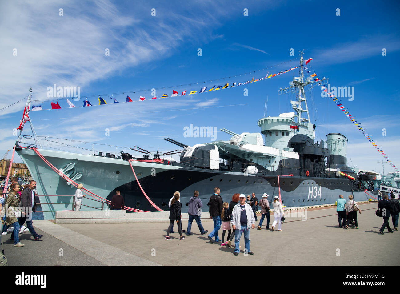 Museum ship ORP Blyskawica is a Grom class destroyer which served in ...