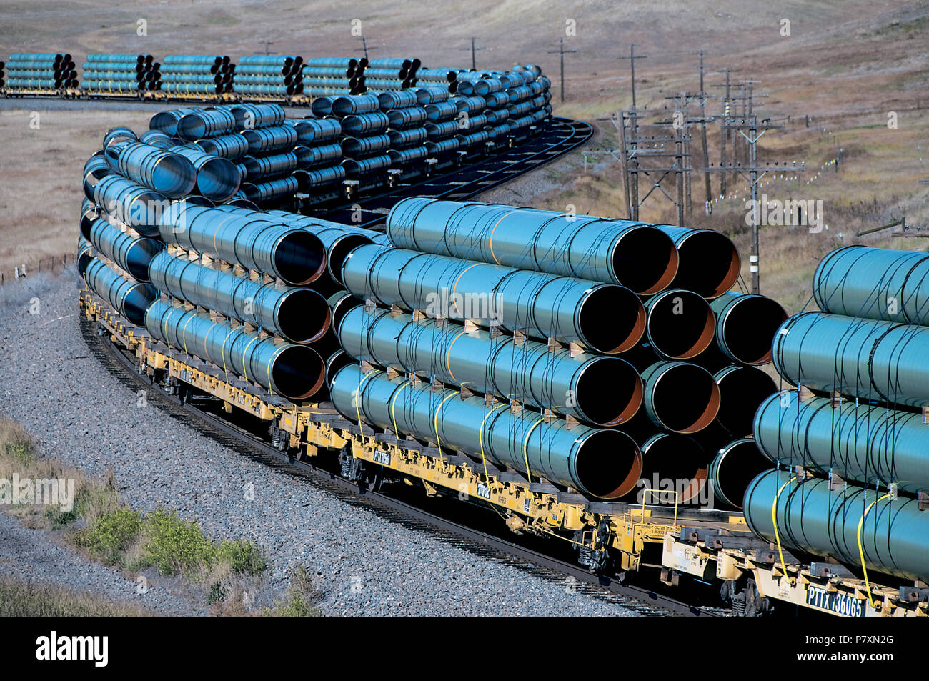 Trainload of Pipe Stock Photo - Alamy