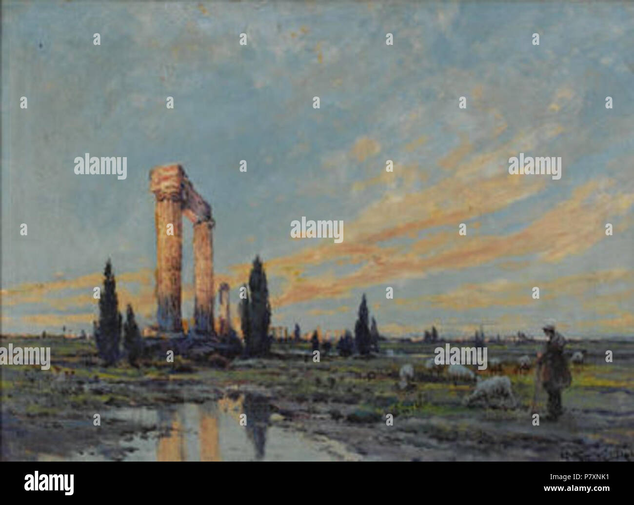 English: Ruins at dawn . circa 1910 133 Diehl29 Stock Photo - Alamy