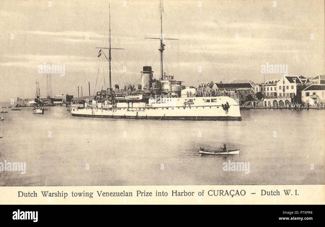 English: Dutch warship towing a Venezuelan coast guard vessel seized as ...