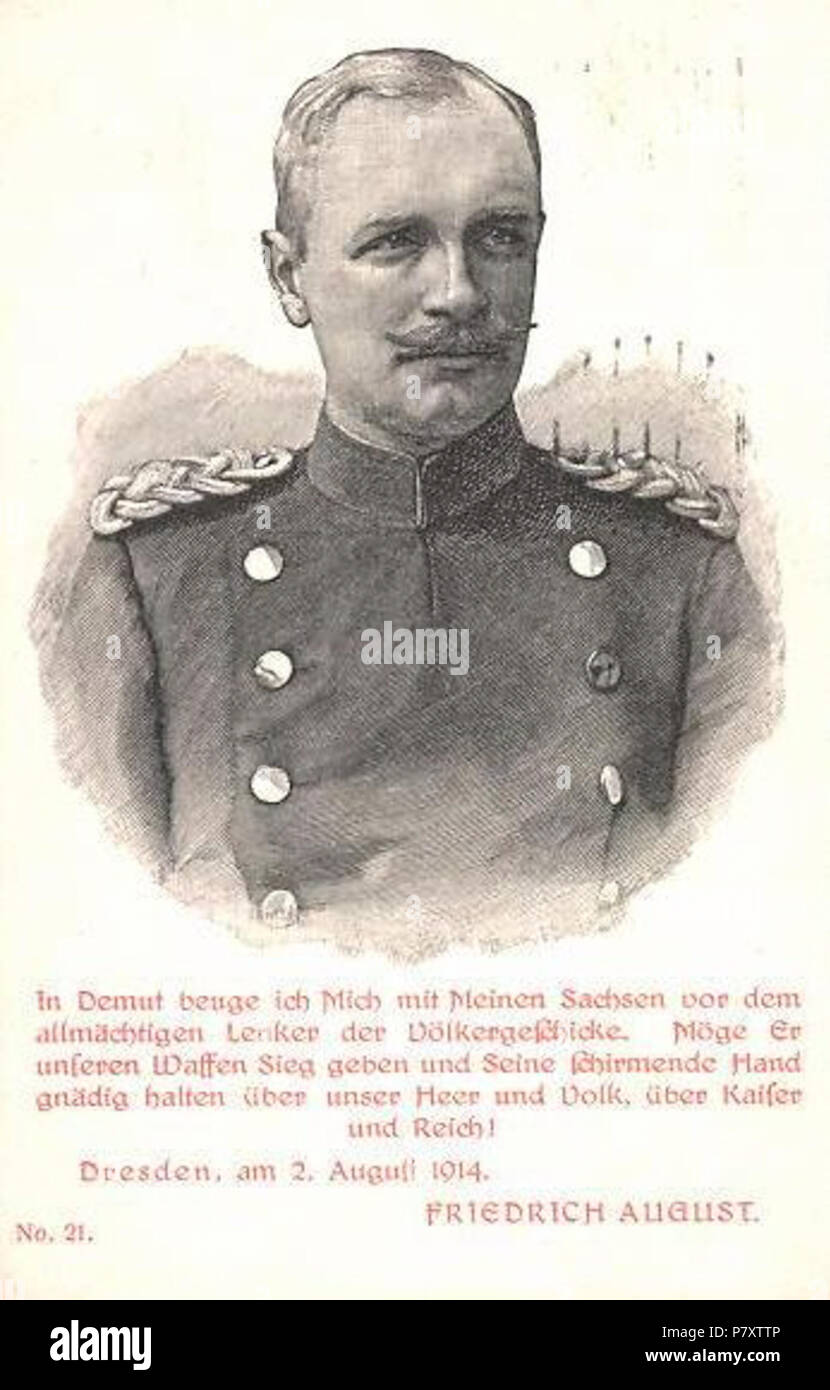 Deutsch: PKönig Friedrich August III. um 1914 . circa 1914 164 ...
