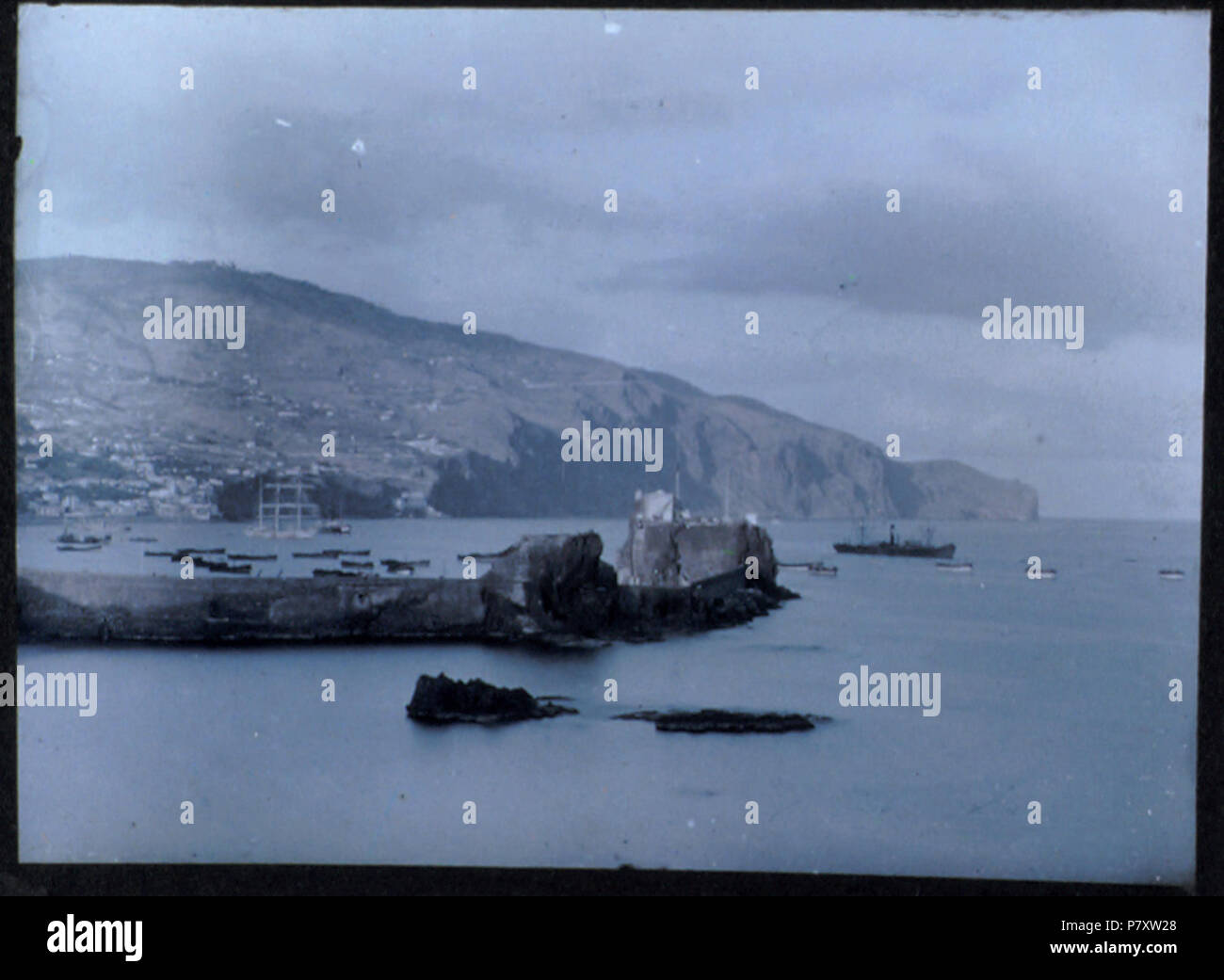 Colour Photograph (Paget Process) of Funchal Bay and Jetty, Madeira, by ...