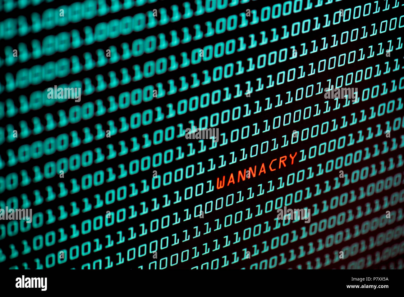 Ransomware or Wannacry text and binary code concept from the desktop ...