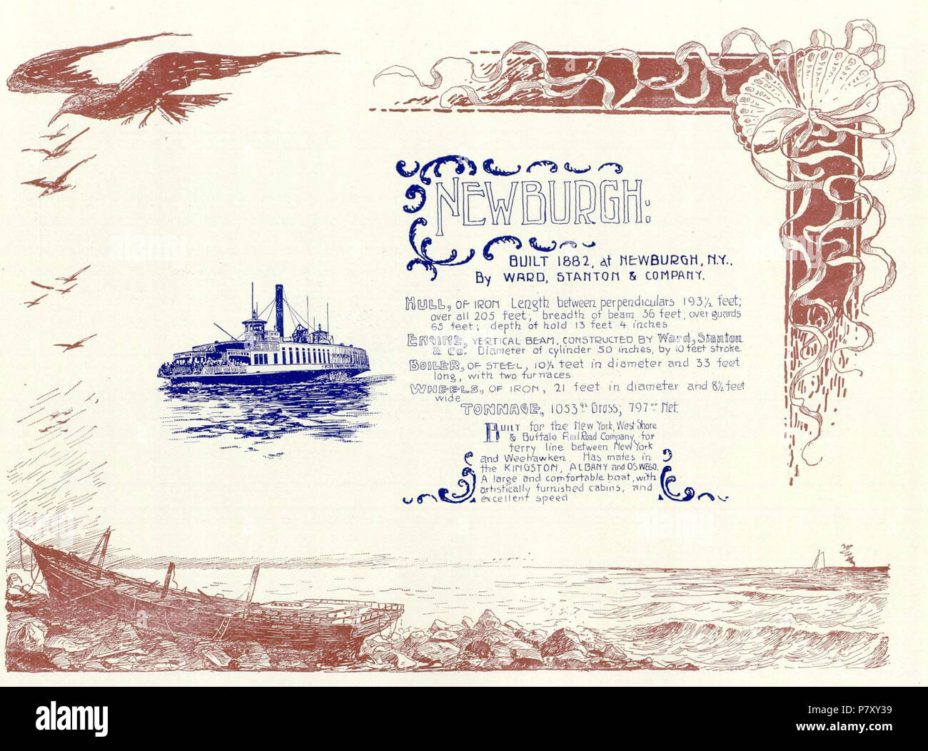 English: Newburgh, steam ferry built 1882, operated in New York harbor ...