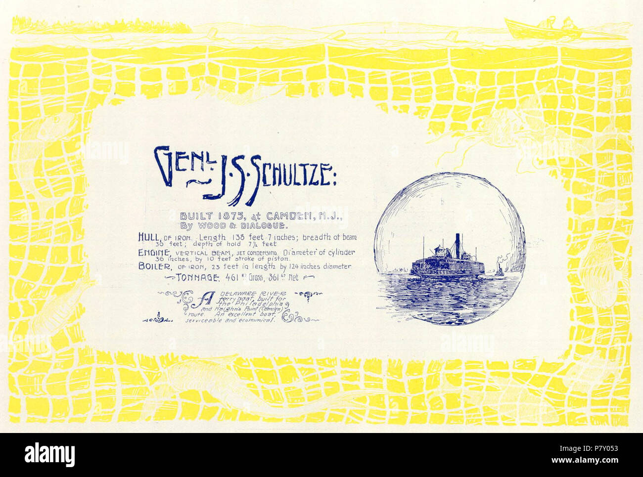 English: General J.S. Schultze, Delaware River steam ferry. 1895 or ...