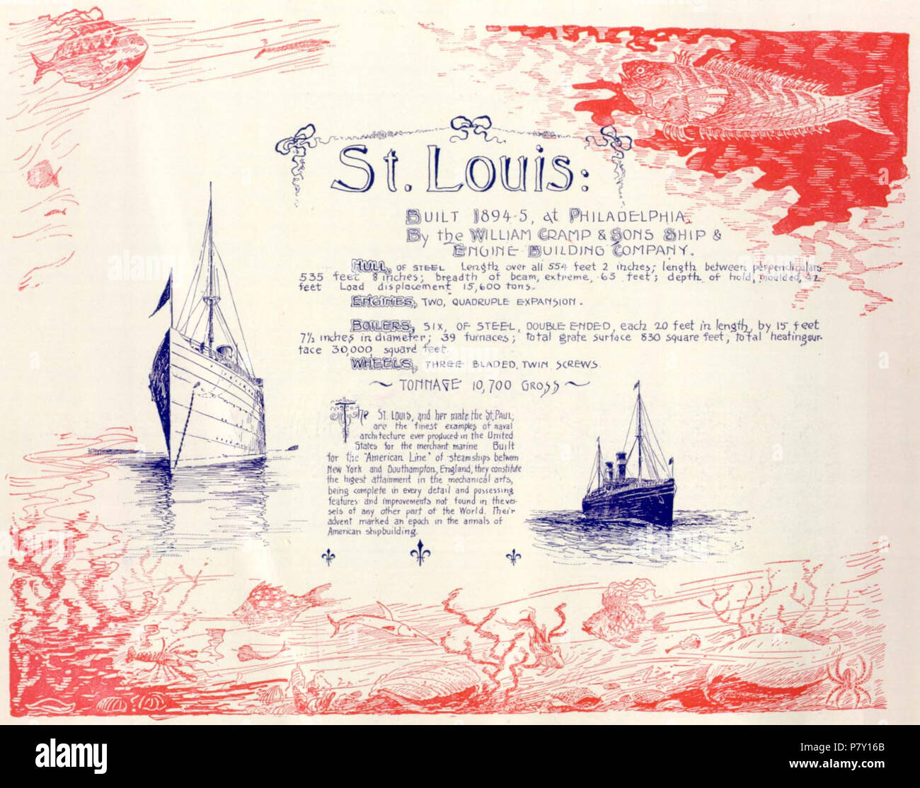 English: St. Louis, steamship built 1895. 1895 353 St. Louis (steamship ...