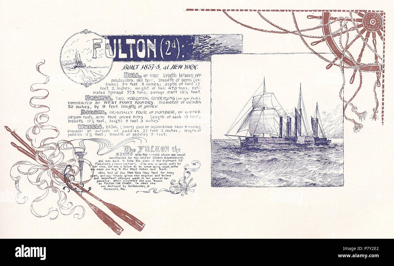 English: Fulton II, steam frigate built 1837. 1895 or before 165 Fulton ...