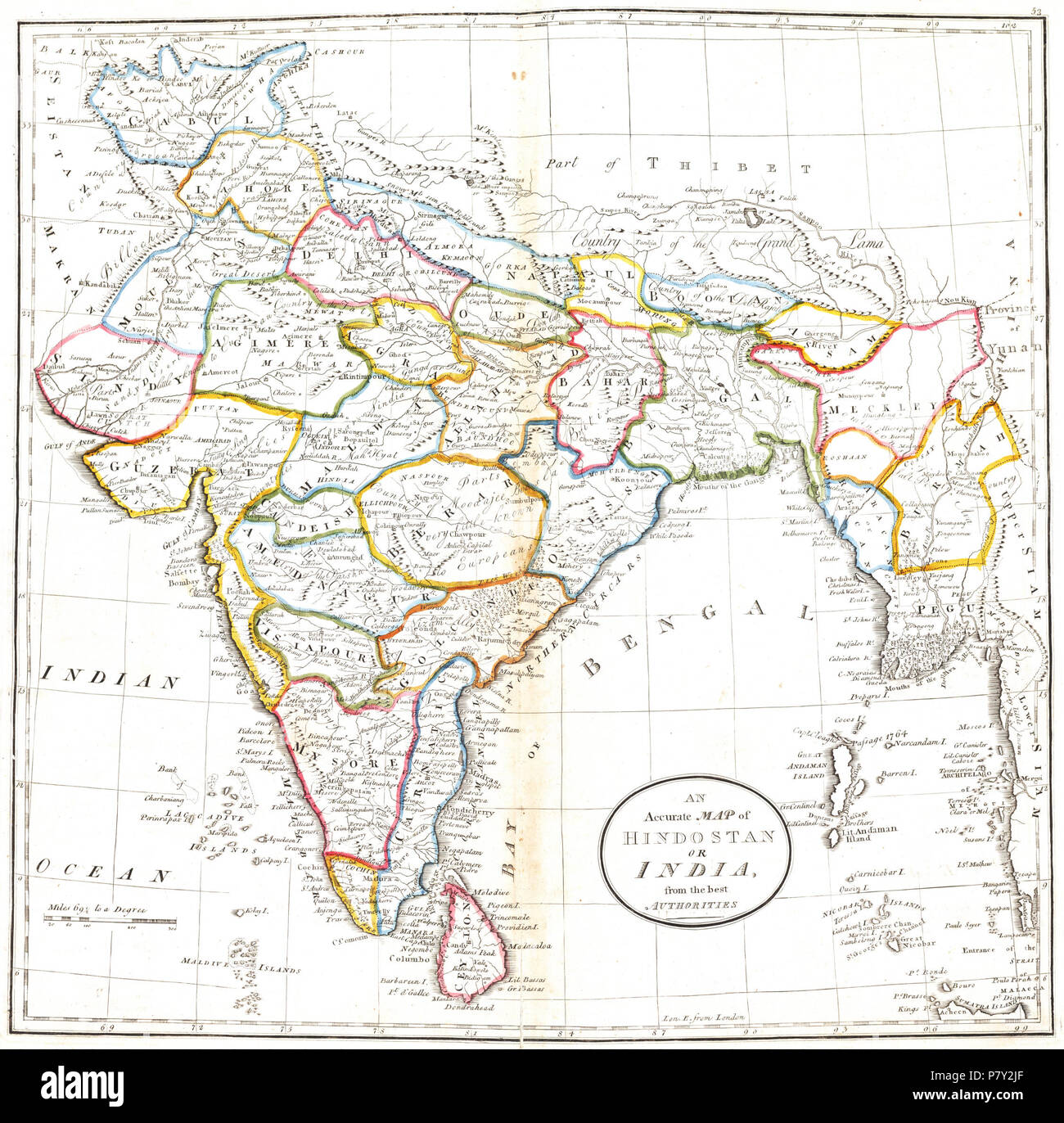 An Accurate Map of Hindostan or India, from the best authorities . 1818 ...