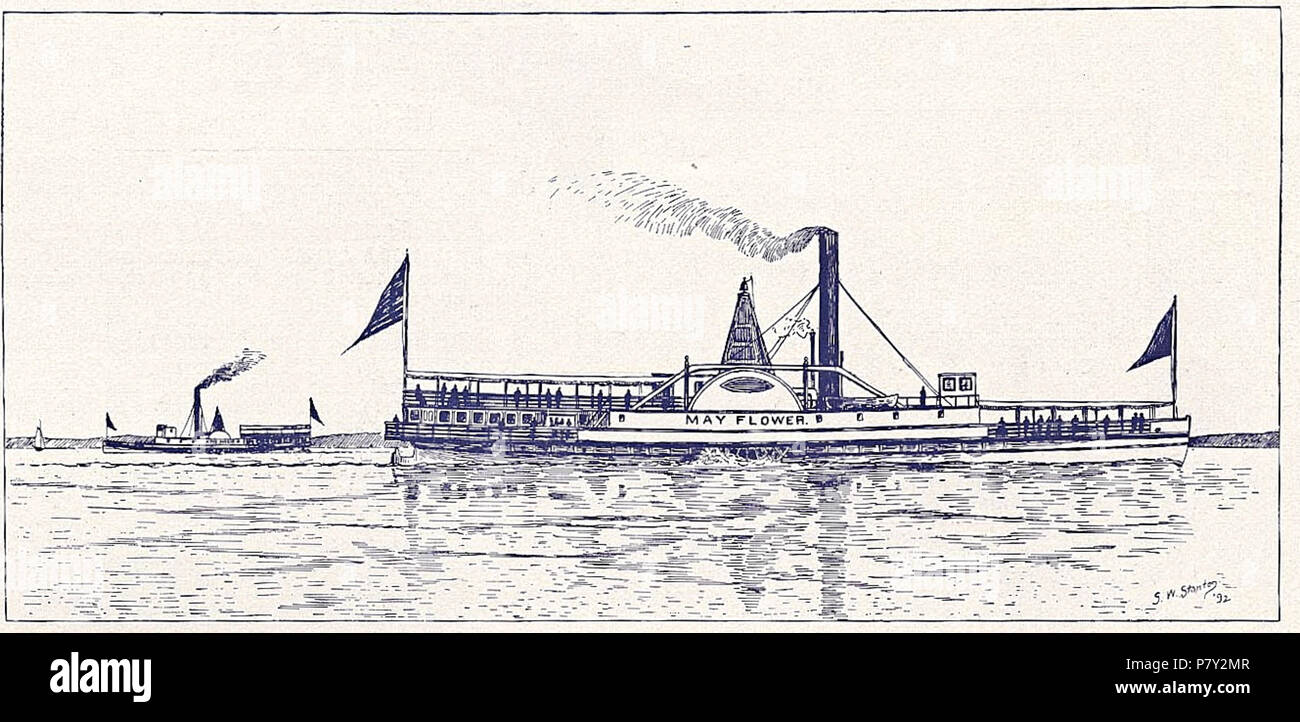 English: Mayflower, Boston Harbor steamboat built 1845. 1895 or before ...