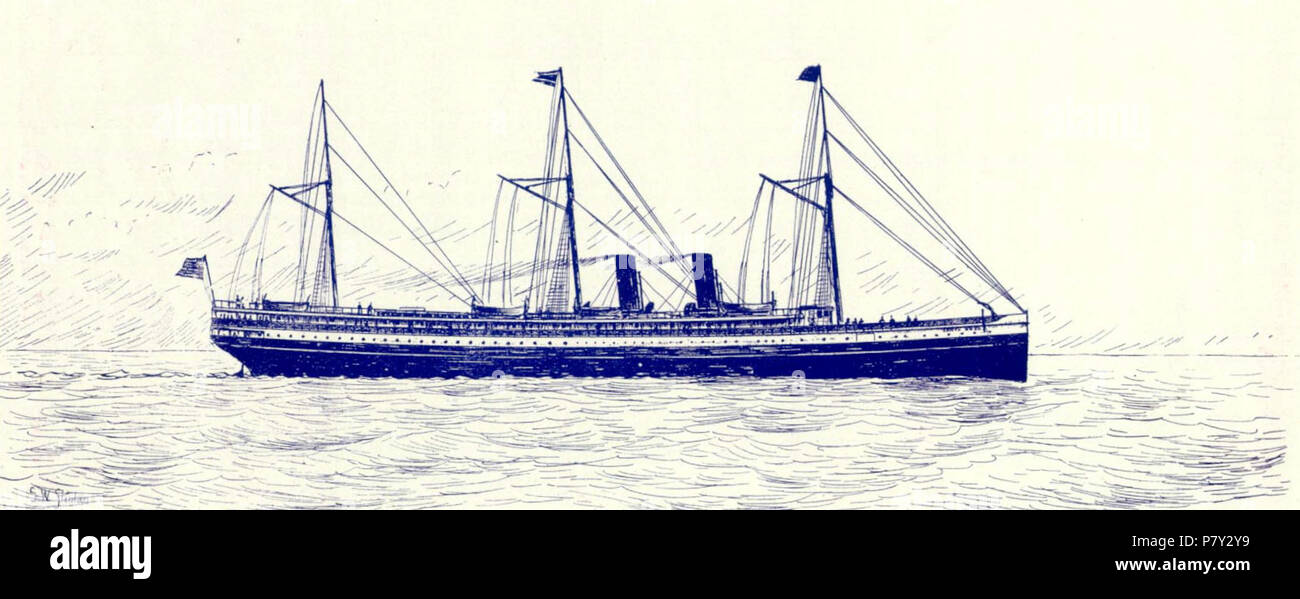 English: Santa Rosa, West Coast steamship built 1884. 1895 or before ...