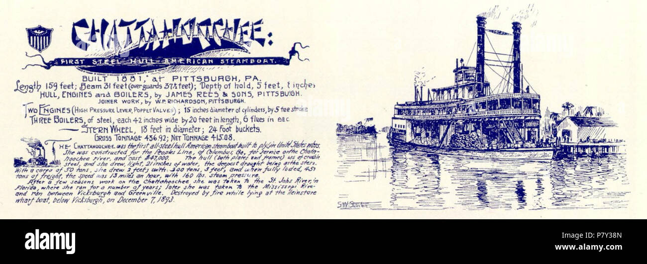 English: Chattahoochee, steamboat, first steamboat in the United States ...