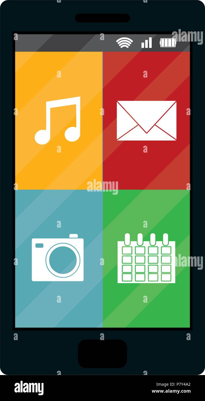 smartphone technology with digital apps icons Stock Vector Image & Art ...