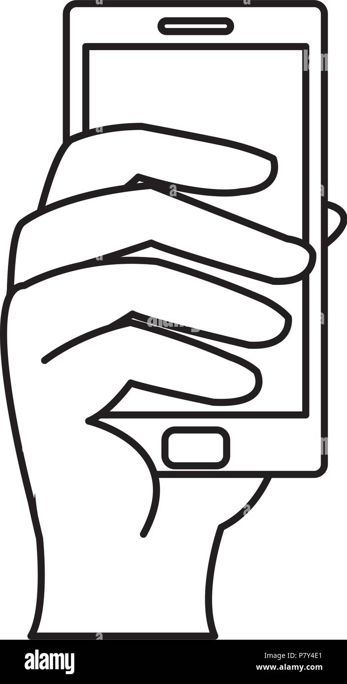 line hand with electronic smartphone digital technology Stock Vector ...