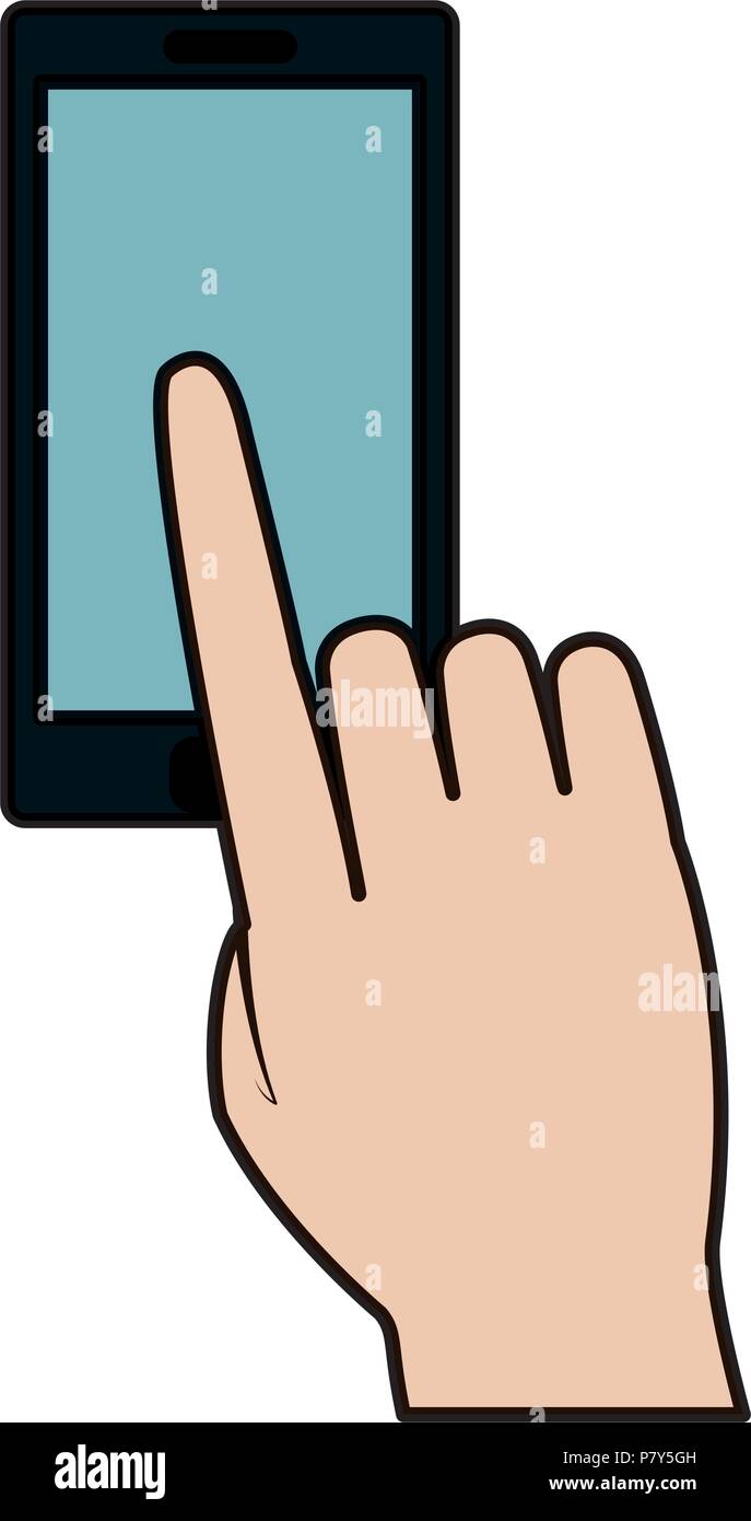 color finger tap the electronic screen martphone technology Stock ...