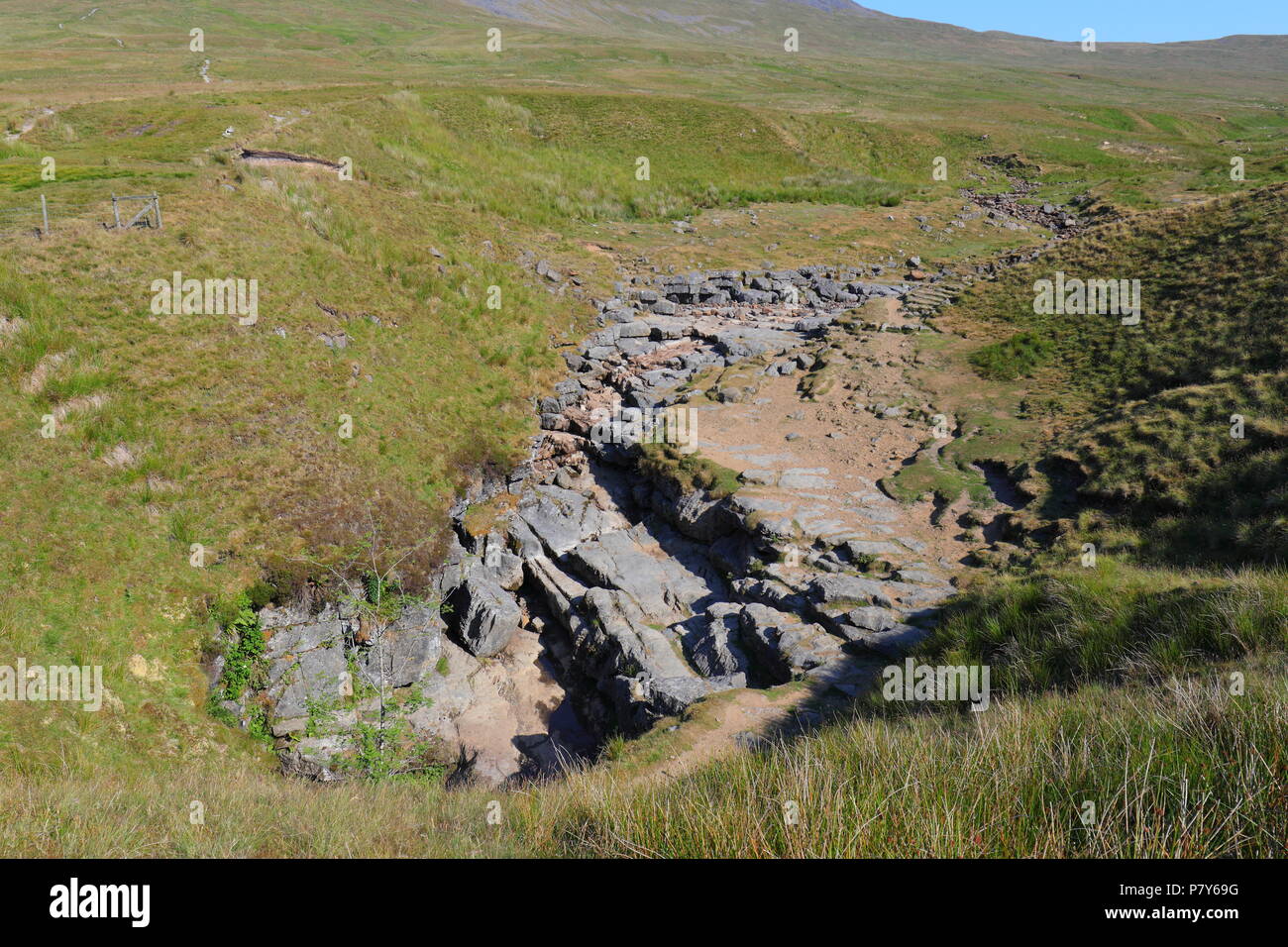 The outside of Gaping Gill which is located on Ingleborough Mountain in ...