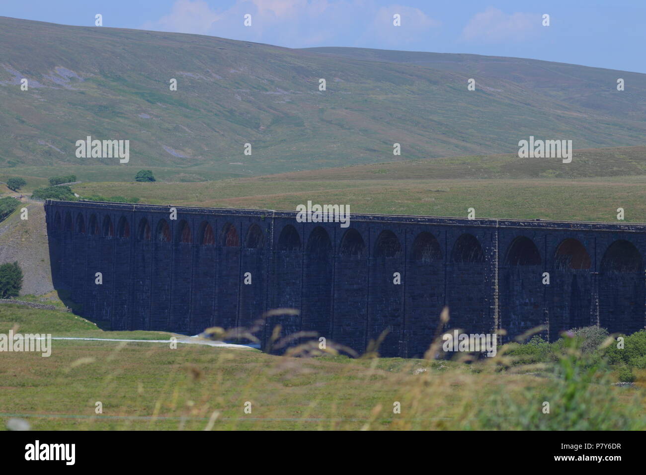 The Ribblehead Viaduct with Whernside in the background in the ...