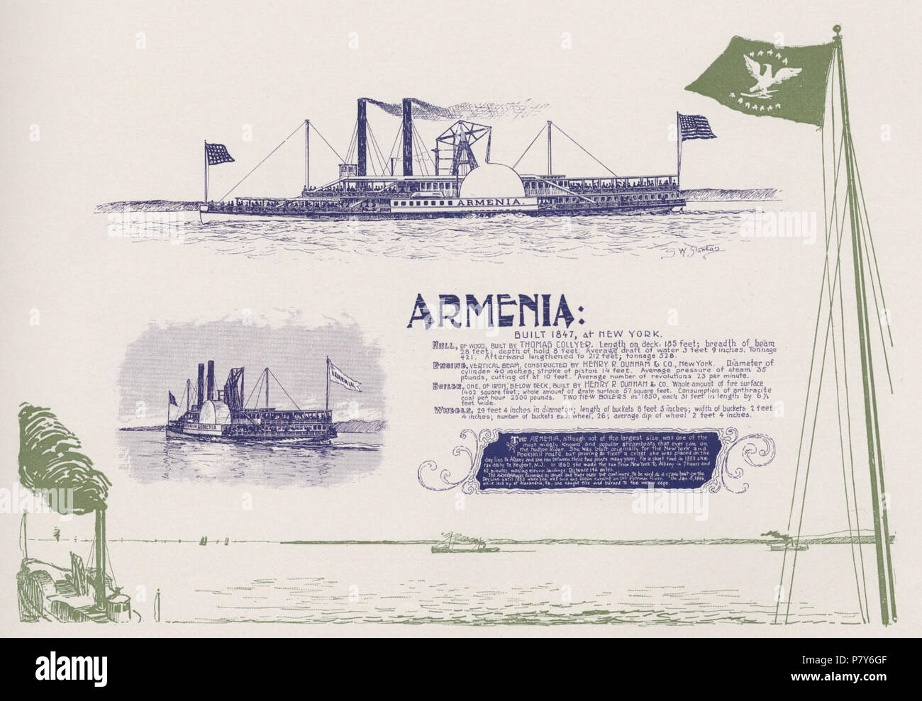 English: Armenia, Hudson River steamboat built 1847. 1895 or before 26 ...