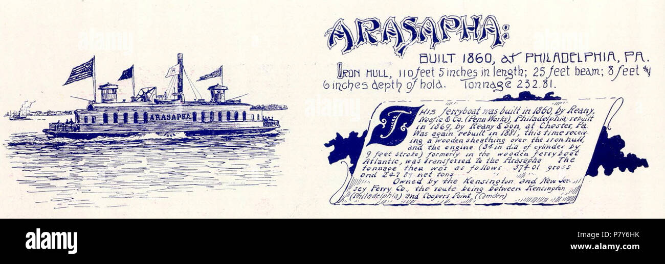 English: Arasapha, Delaware River steam ferry. 1895 or before 25 ...