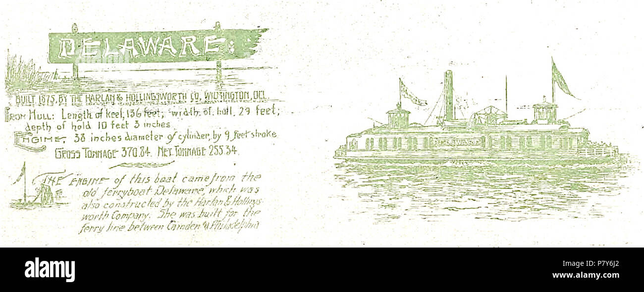 English: Delaware, steam ferry that operated on the Delaware River ...