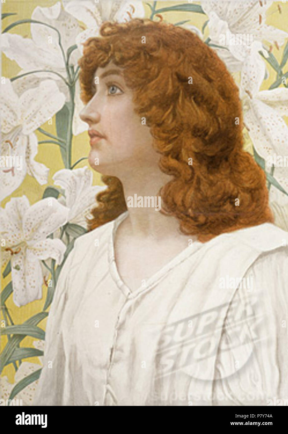 English: Angel of annunciation . circa 1890 191 Henry Ryland22 Stock ...