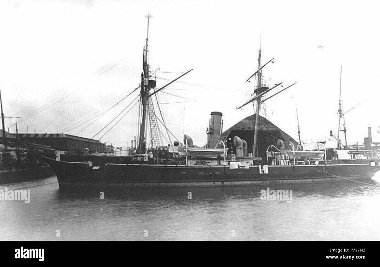 English: British Camelion-class sloop HMS Rinaldo. before 1884 194 HMS ...