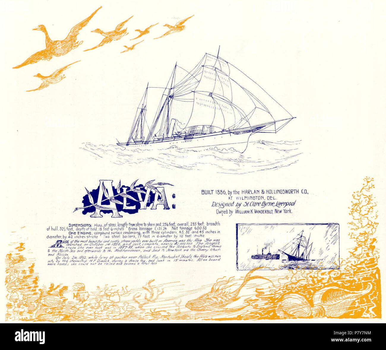 English: Alva, steam yacht, built 1886 . 1895 or before 19 Alva (steam ...