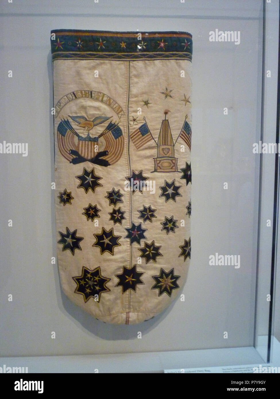 Sailor's embroidered ditty bag. Cotton and linen. United States. It ...
