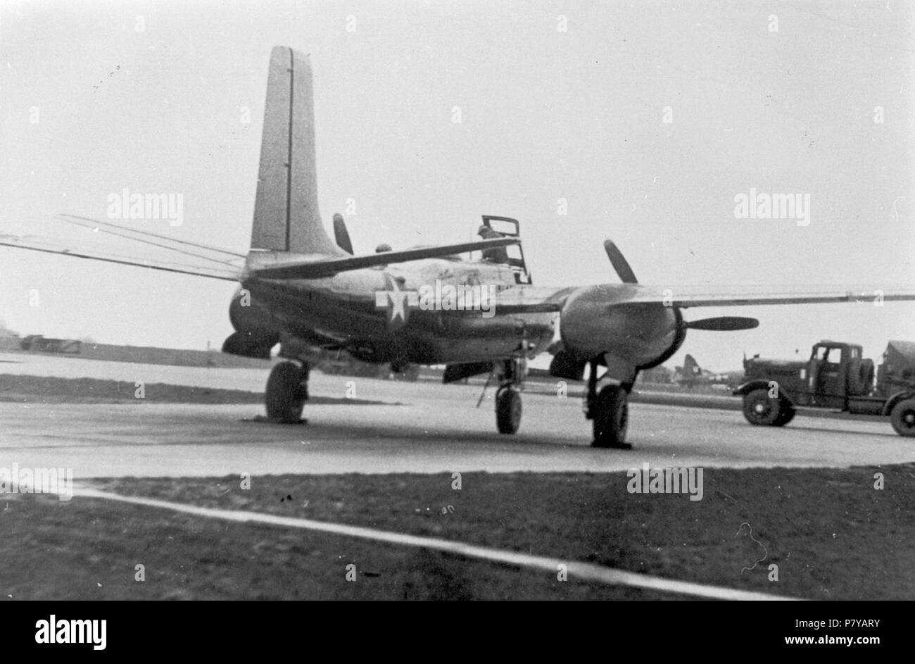 492d Bombardment Group Black Painted A-26 Invader on ramp Stock Photo ...