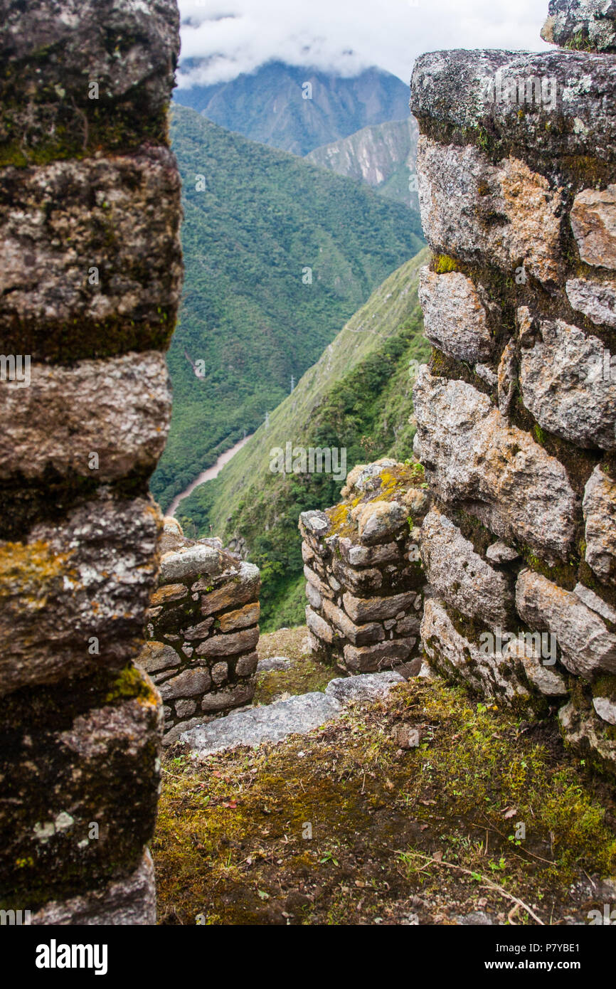 View from an Inca stone ruins town. Vertical Stock Photo - Alamy