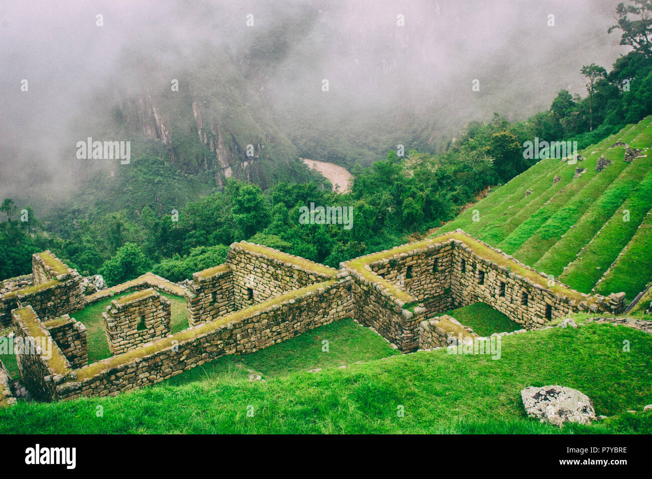 Garden, terraces and ruins with river Stock Photo - Alamy