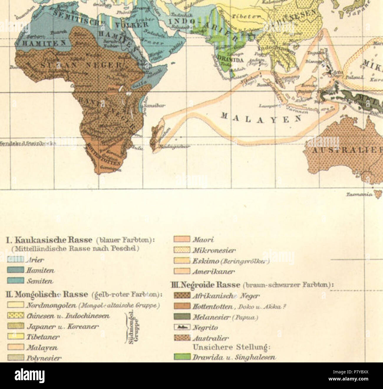 English: detail from Ethnographic map of Africa, Arabia, the Indian ...