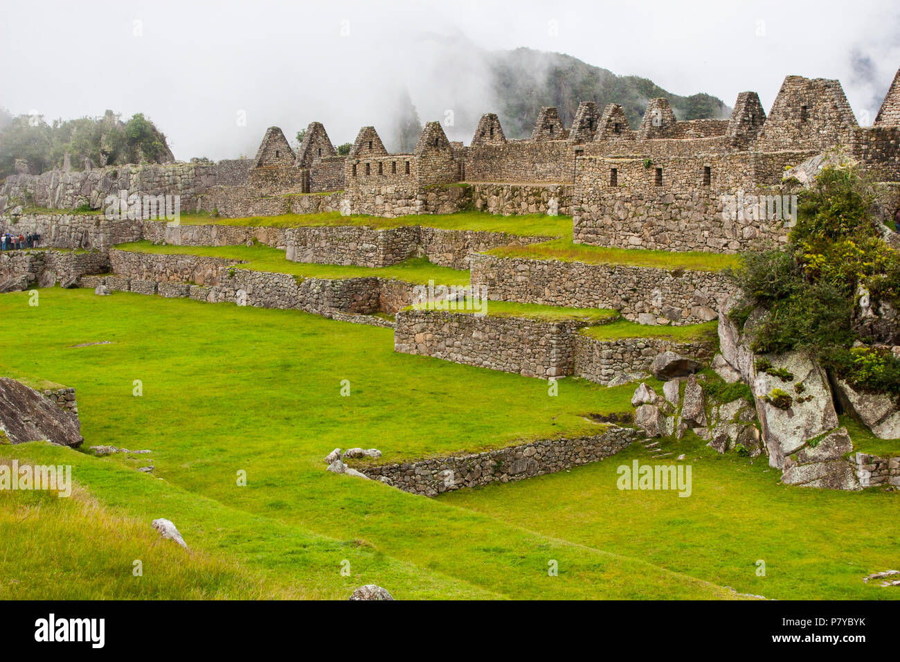 Landscape of Machu Picchu houses and terraces Stock Photo - Alamy