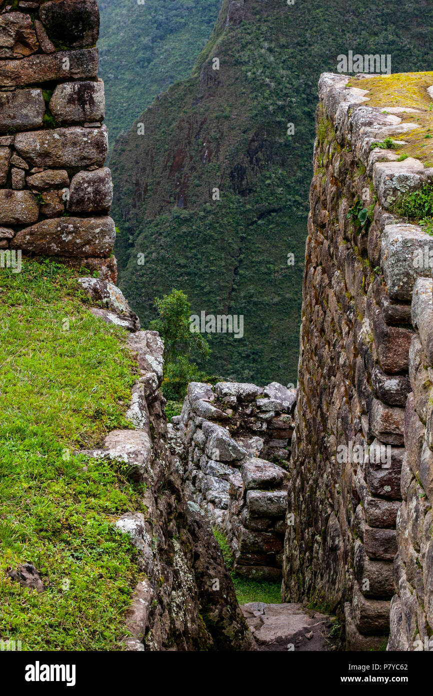 Andes valley from ancient stone ruins Stock Photo - Alamy
