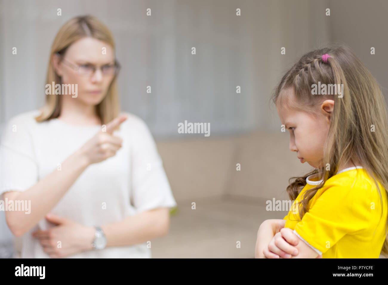 Mother scolds her daughter. Family relationships. The education of the ...